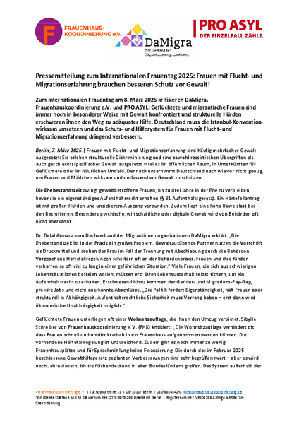 Pressemitteilung zum Internationalen Frauentag 2025: Frauen mit Flucht- und Migrationserfahrung ...